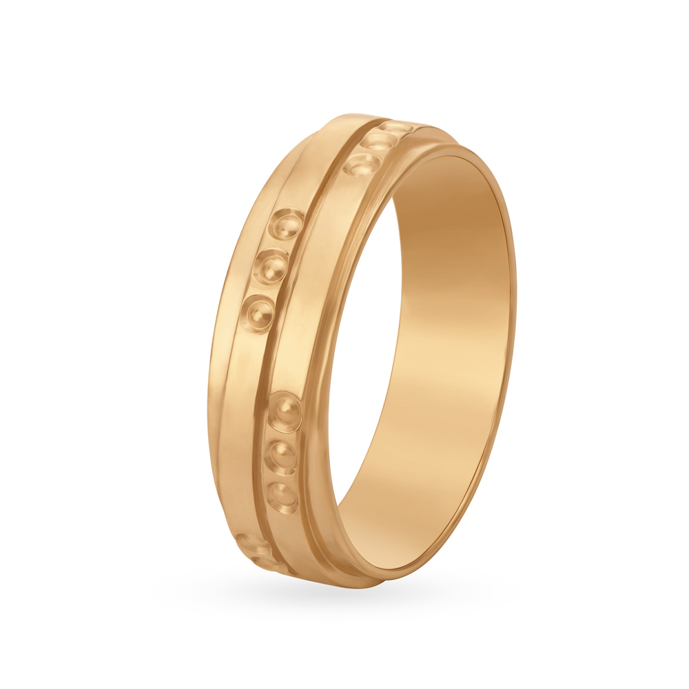 Striking Stacked Pattern Gold Ring for Men