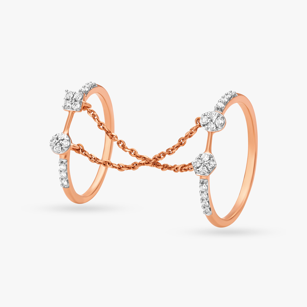 Sleek Connected Finger Diamond Ring