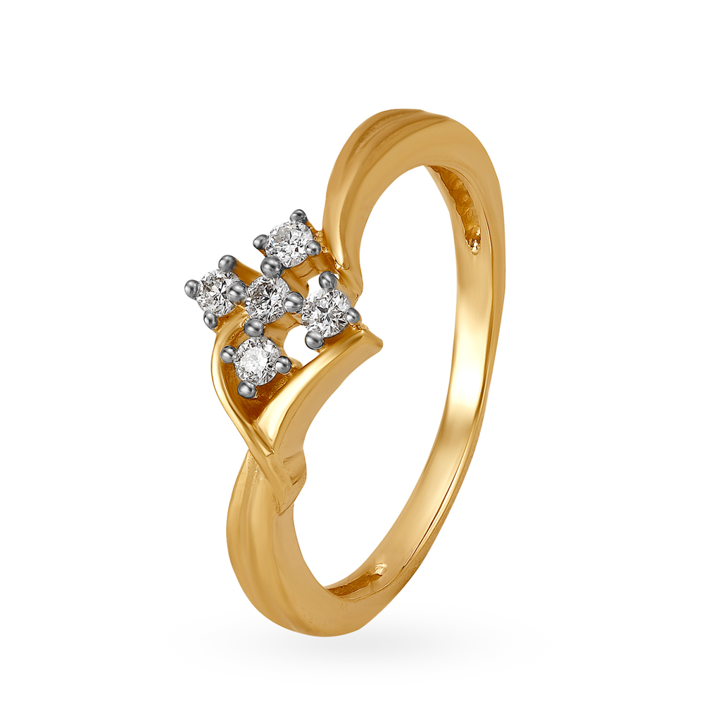 Floral Motif Five Stone Diamond Finger Ring