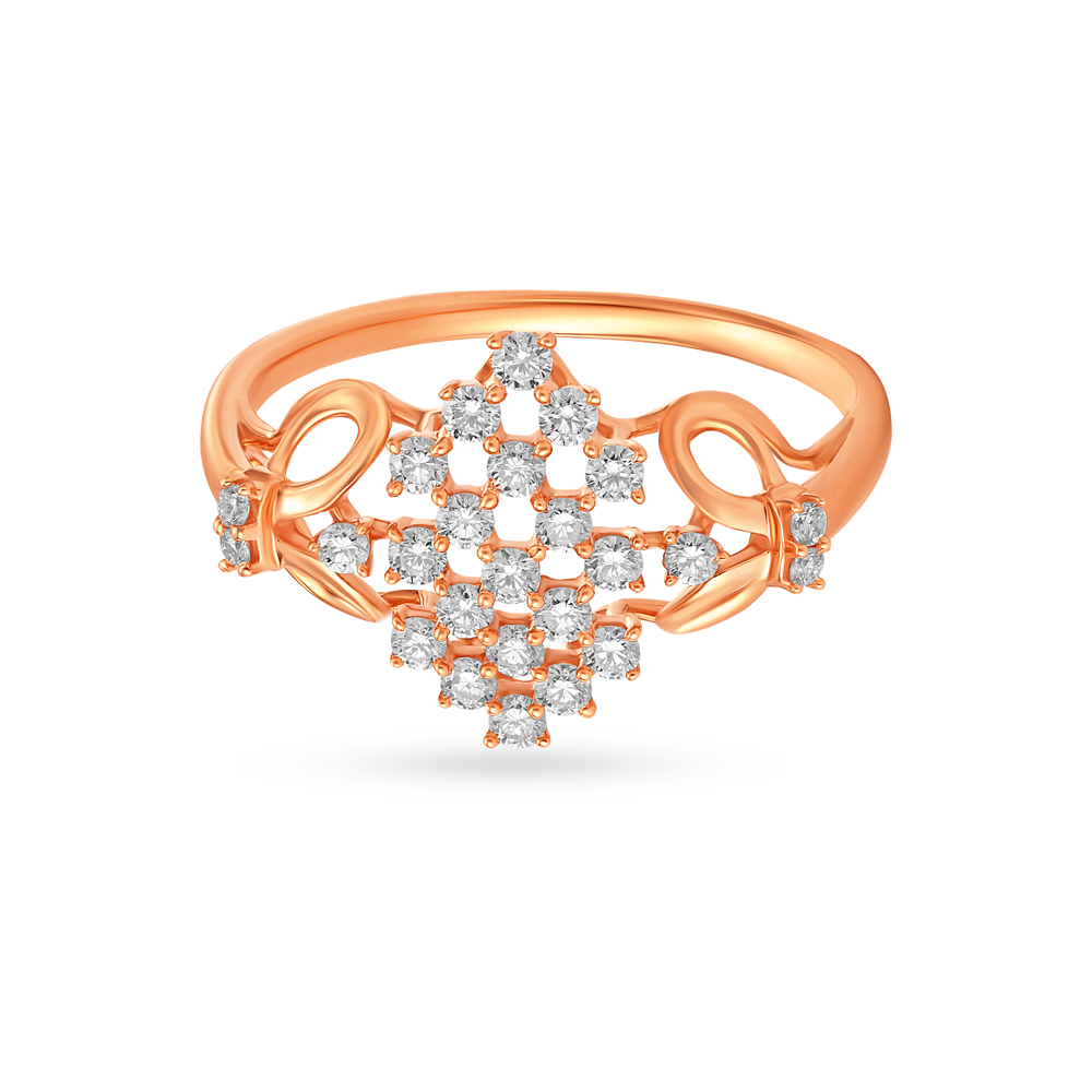 Gleaming Rose Gold Floral Finger Ring