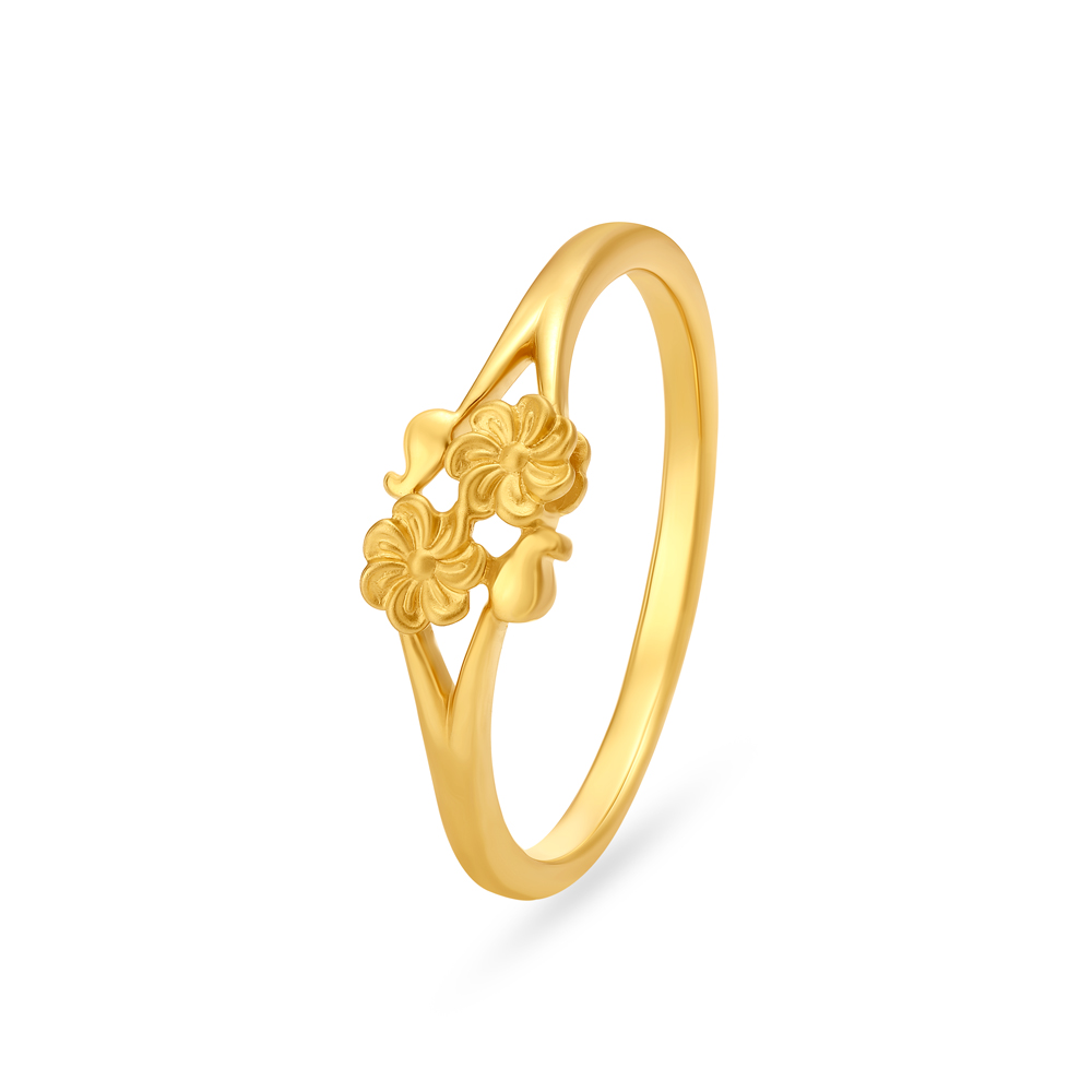 Dual Flower Gold Finger Ring