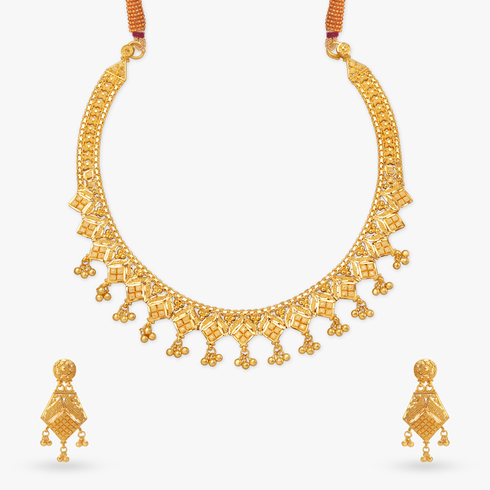 Regal Geometry Gold Necklace Set