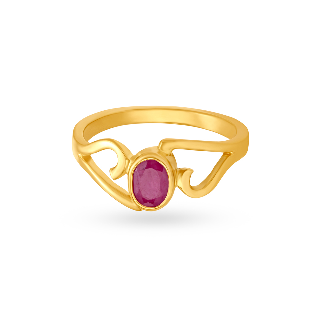 Elegant Ruby Studded Gold Ring