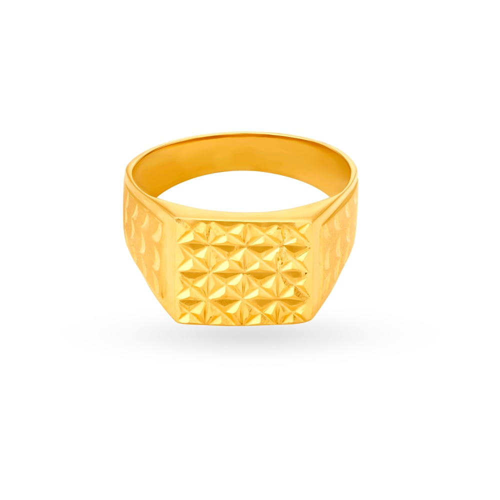 Contemporary Bold Gold Finger Ring for Men