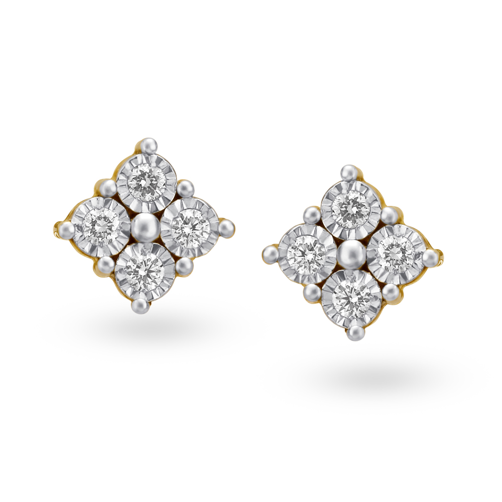 Lush Timeless Gold and Diamond Stud Earrings