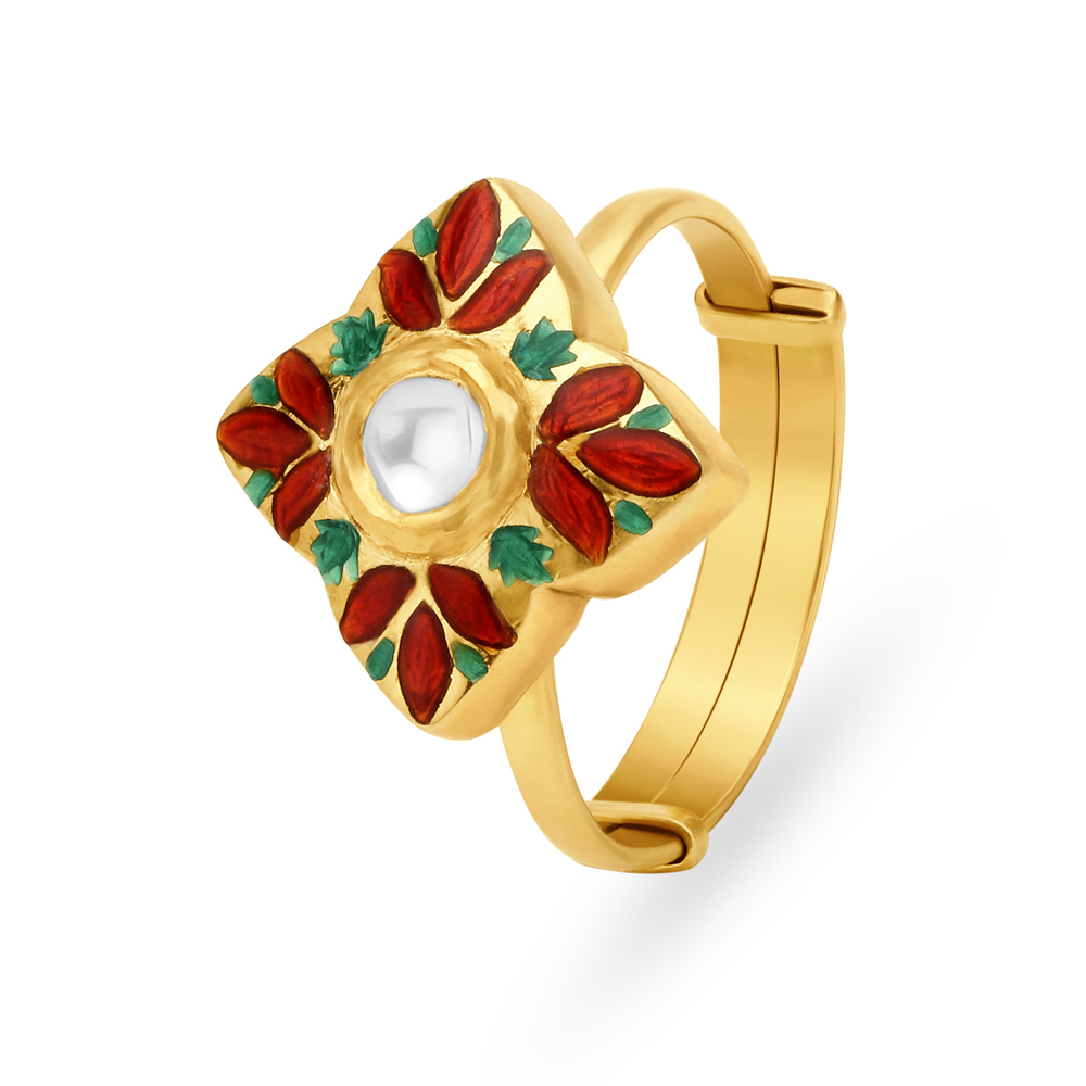 Charming Nature Inspired Gold Burfi Ring