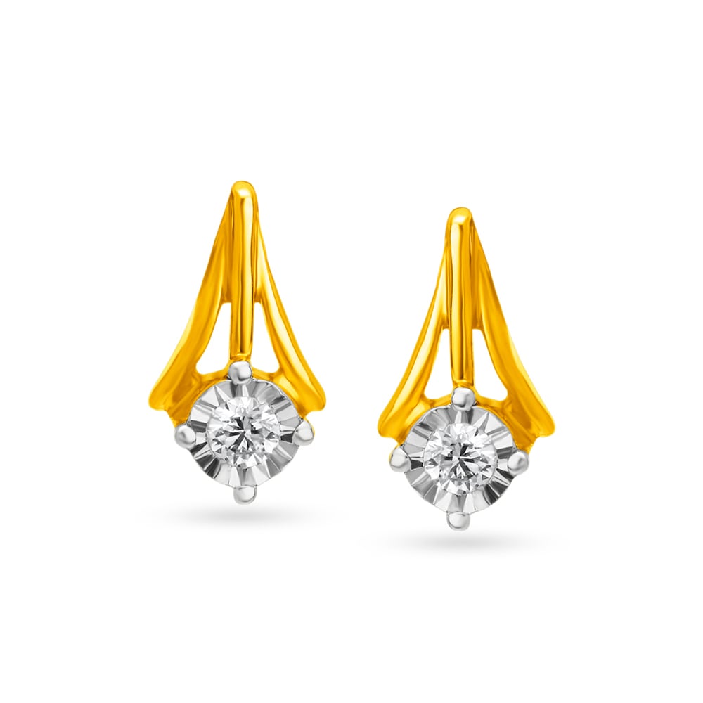 Lush Radiant Gold and Diamond Stud Earrings