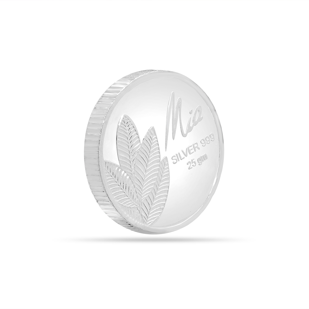 25 GM 999 Silver Divine Mango Leaf Coin