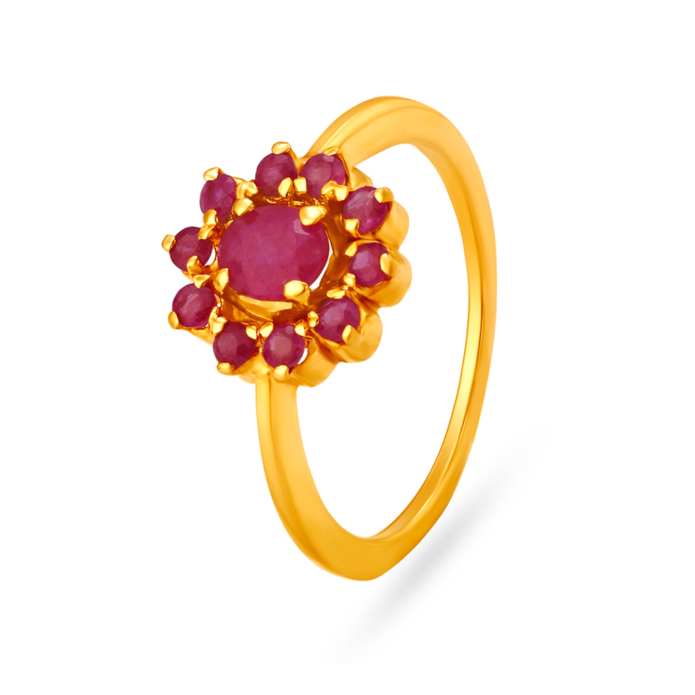 Stylish 22 Karat Yellow Gold Flower Finger Ring