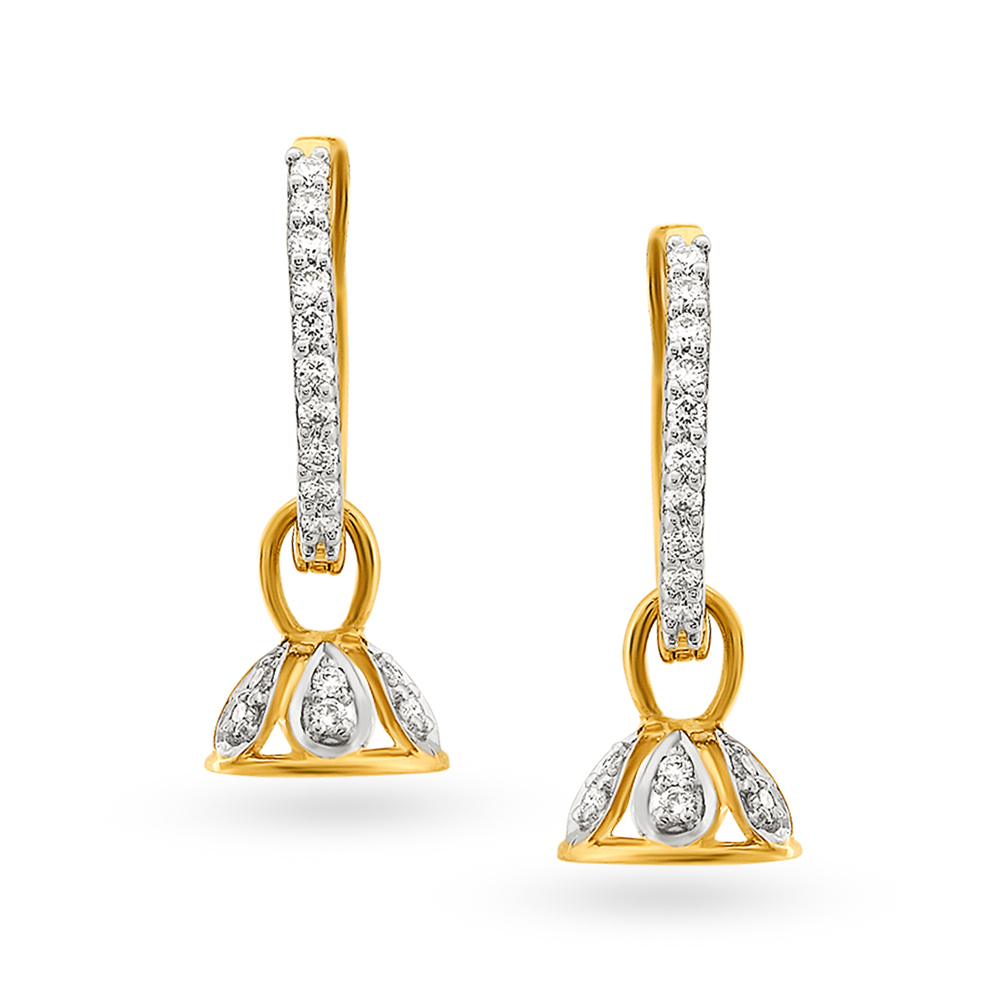 Glamorous Jhumka Pattern Diamond Hoop Earrings