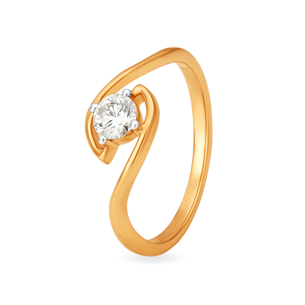 Graceful Flowerbud Single Stone Solitaire Ring