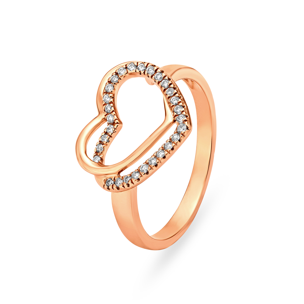 Romantic Heart Rose Gold and Diamond Ring