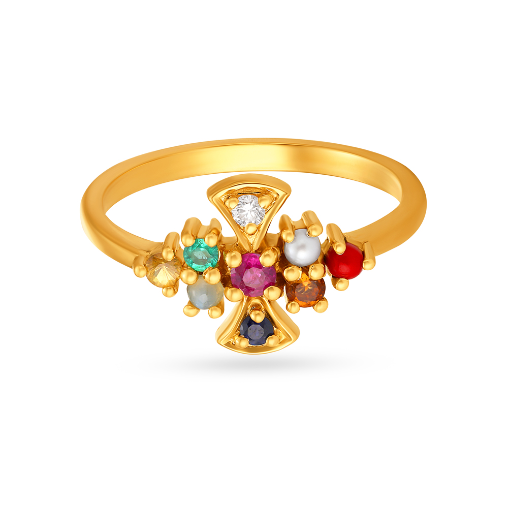 Floral Navaratnam Finger Ring