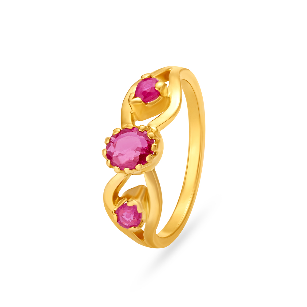 Crossover Ruby Studded God Ring
