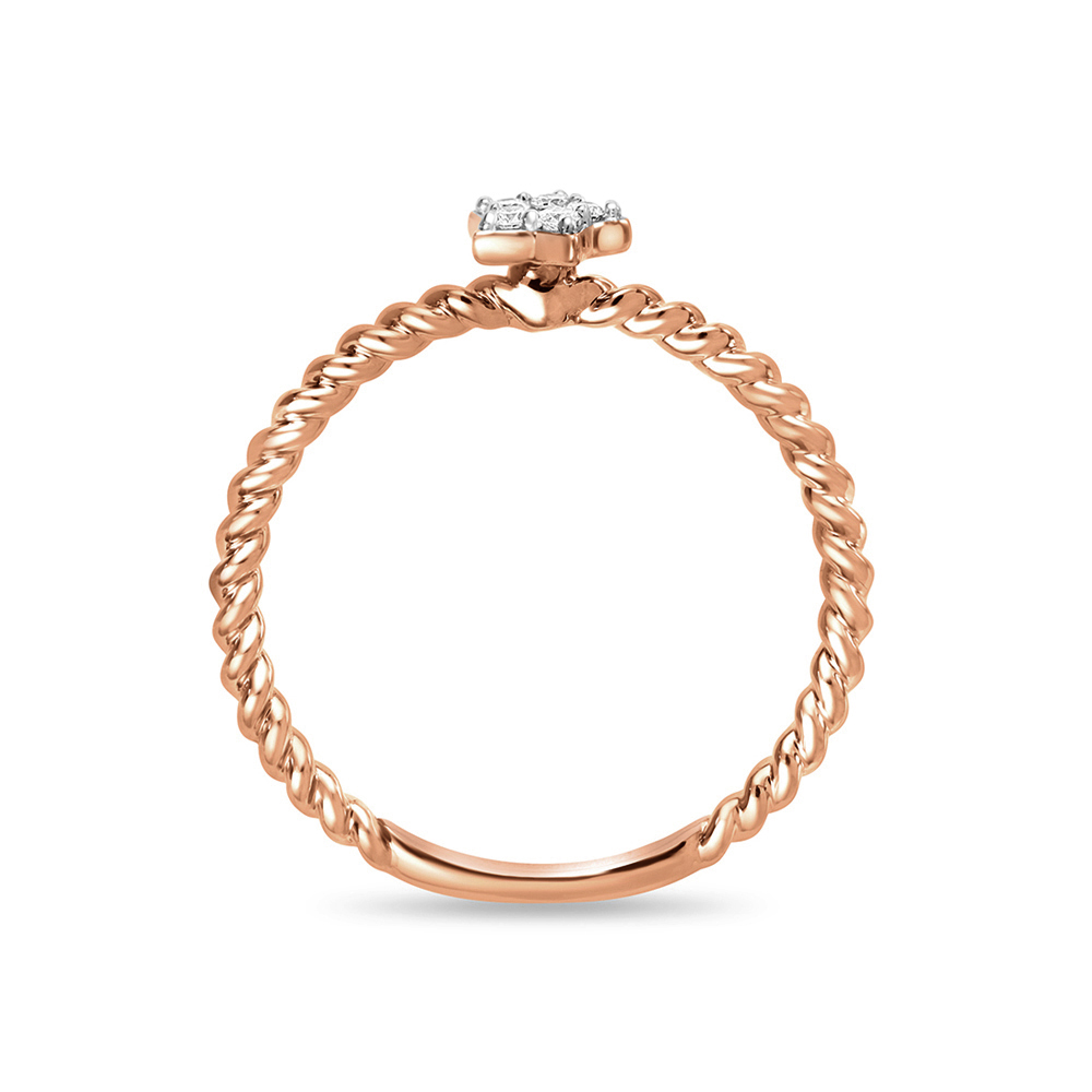 14 KT Rose Gold Star Shaped Diamond Ring
