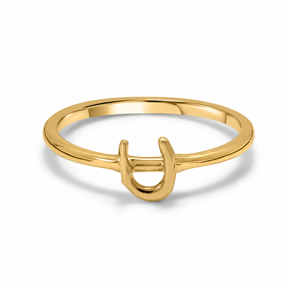 Letter U 14KT Yellow Gold Initial Ring