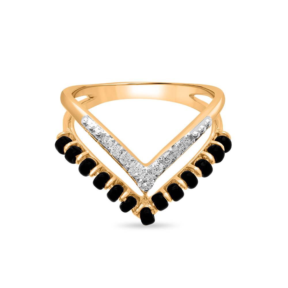 14 KT Unique Diamond Mangalsutra Ring