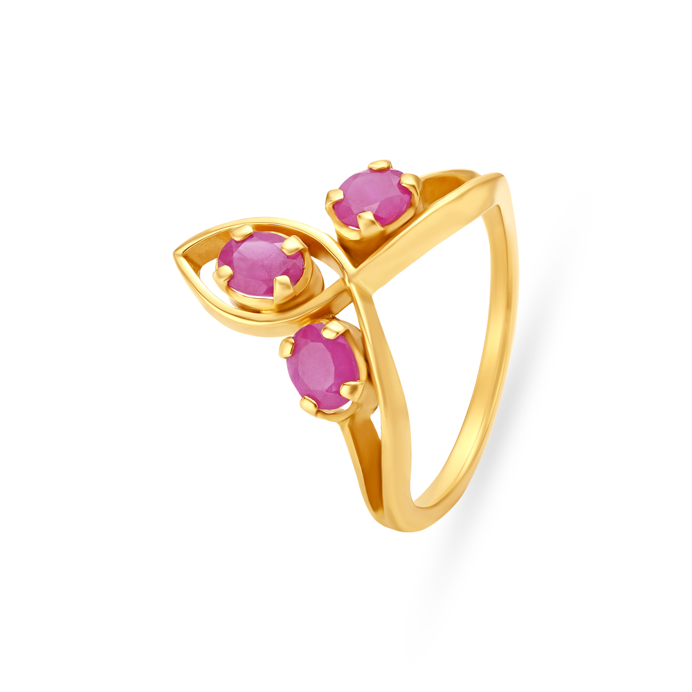 Suave Gemstone Studded Gold Ring