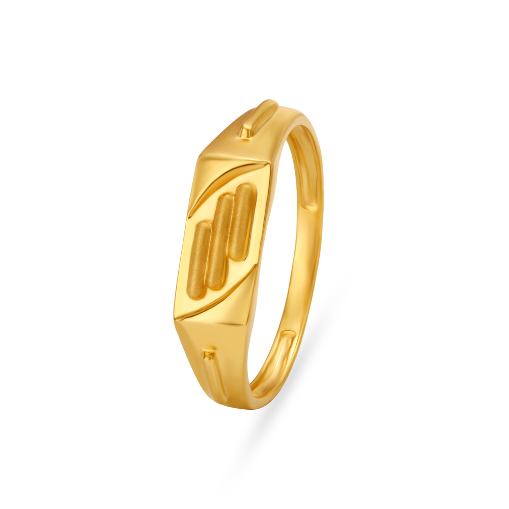 Multiple Line Motif Gold Finger Ring For Men