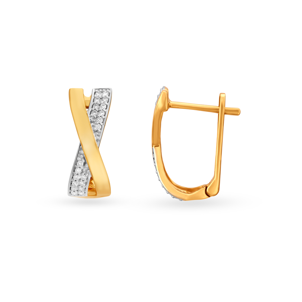 Radiant Cross Over Diamond Hoop Earrings