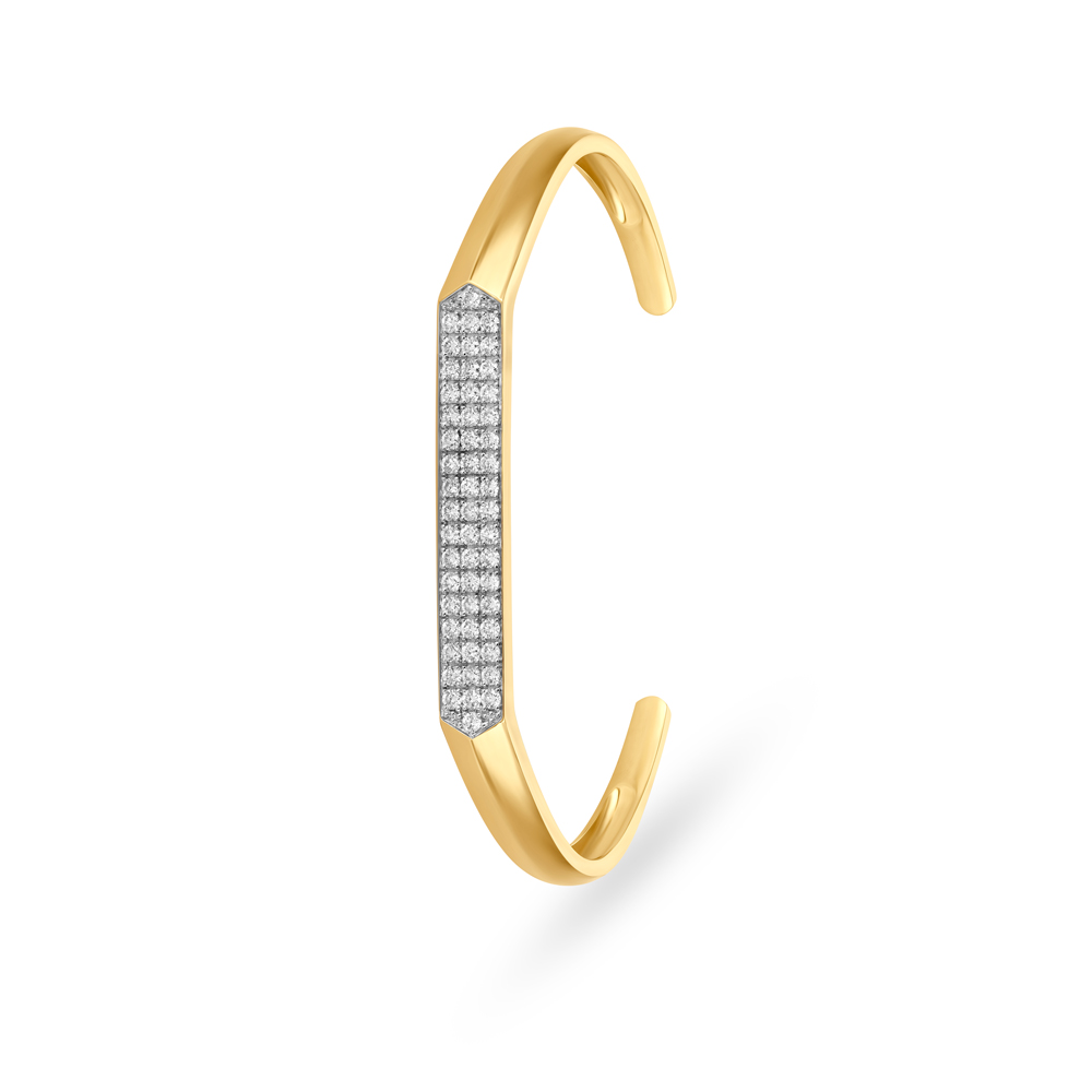 Enchanting Diamond Studded Gold C Kada for men