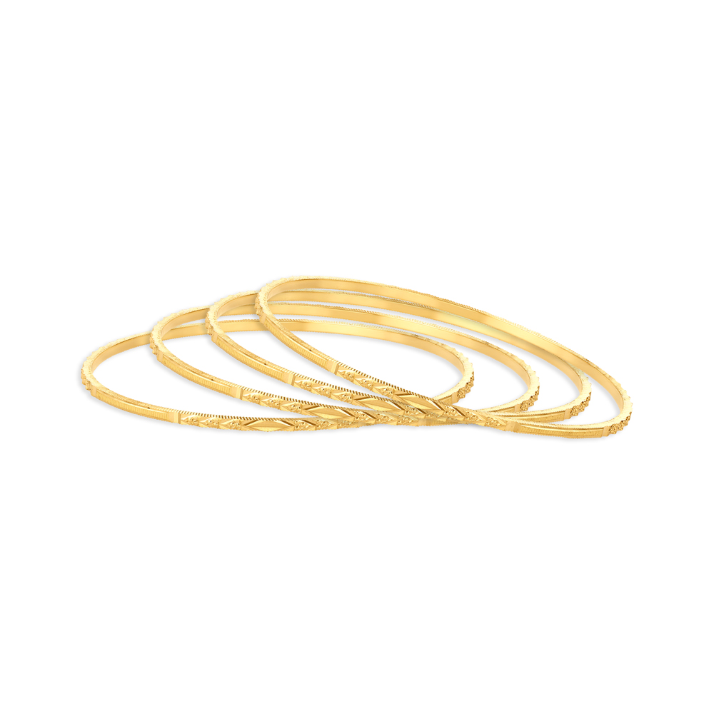Ethereal Yellow Gold Beaded Bangles