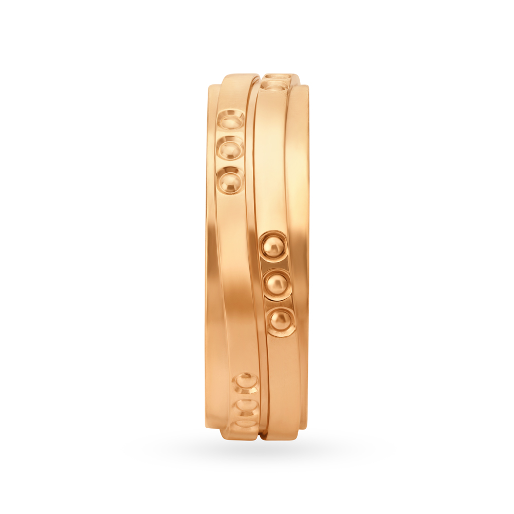 Striking Stacked Pattern Gold Ring for Men