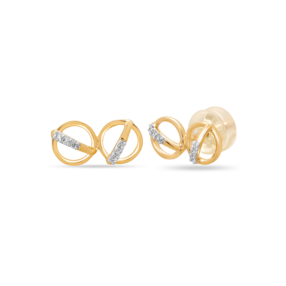 14KT Yellow Gold Delicate Radians Diamond Stud Earrings