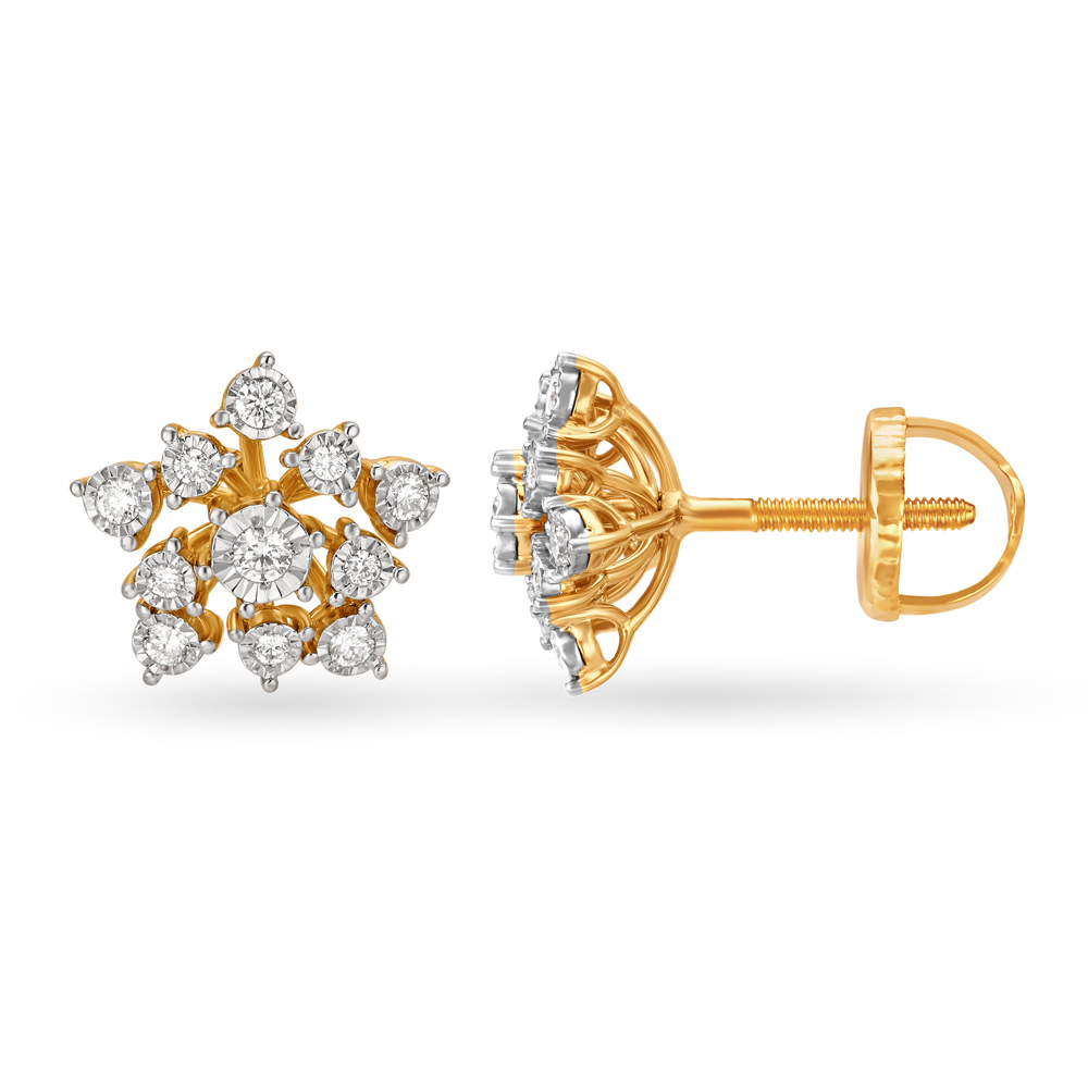 Dainty Snowflake Diamond Stud Earrings