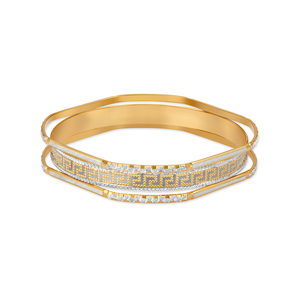 Artistic Yellow Gold Bracketed Bangle