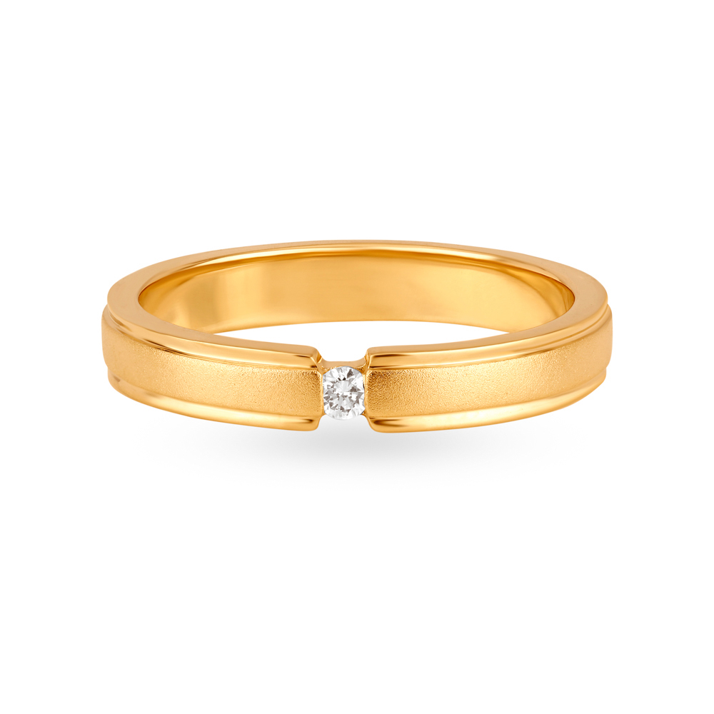 Exquisite Single Stone Gold and Diamond Finger Ring For Men