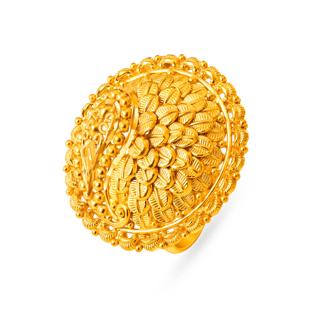 Intricate Circular 22 Karat Gold Finger Ring