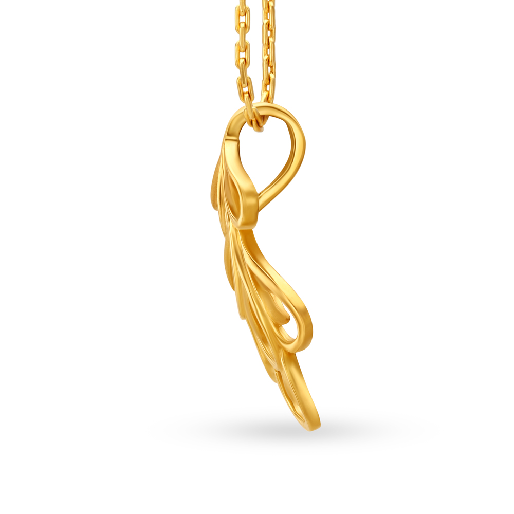 Lambent Yellow Gold Feather Pendant