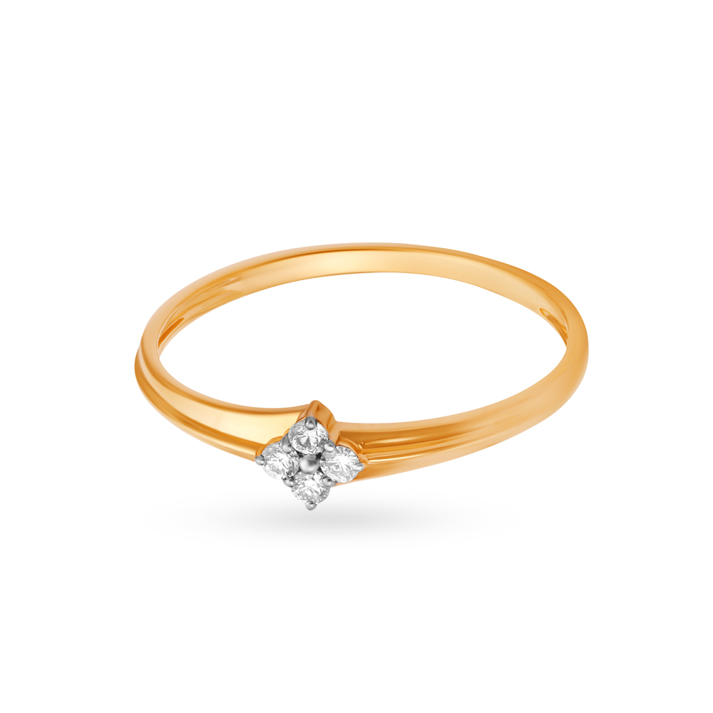 Sleek Dazzling Gold and Diamond Finger Ring