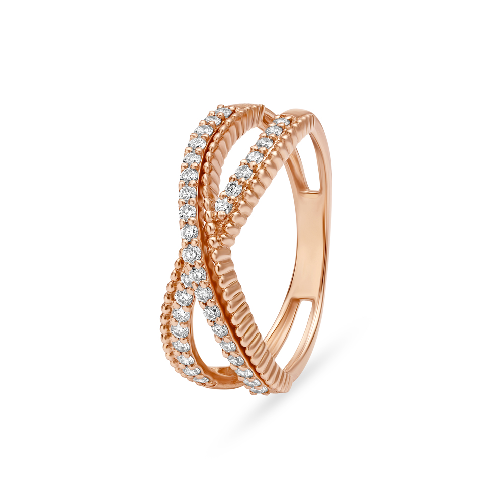 Modern Crossover Diamond Finger Ring