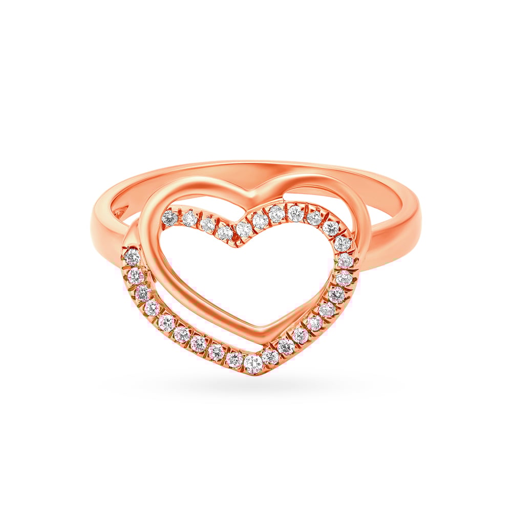 Romantic Heart Rose Gold and Diamond Ring