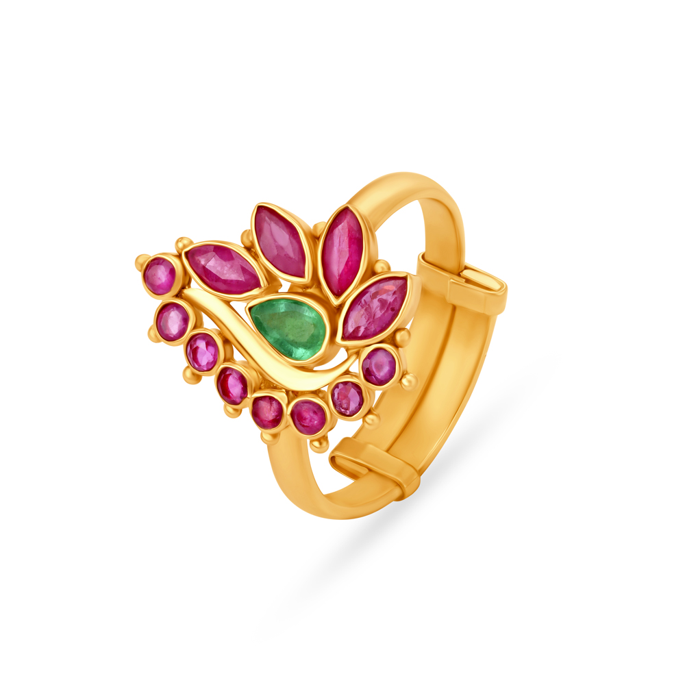Dainty Gem Studded Gold Ring