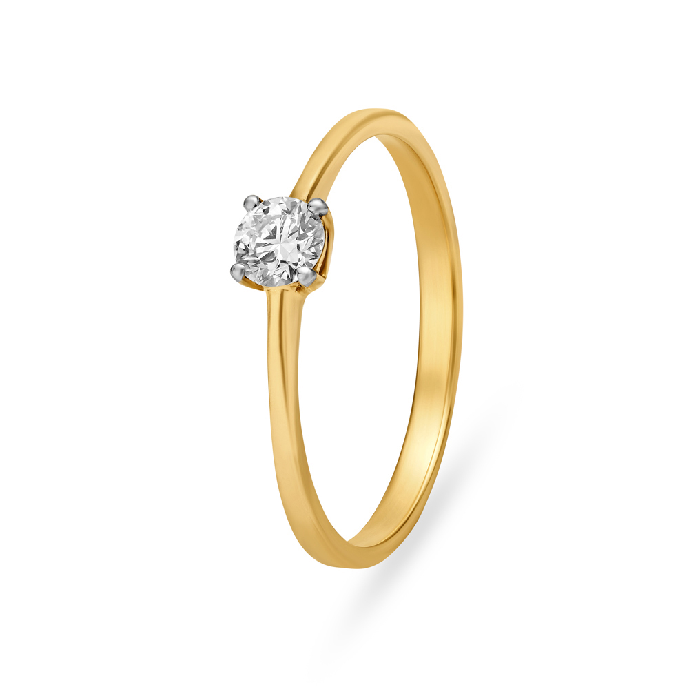 Minimalistic Single Stone Gold and Diamond Finger Ring