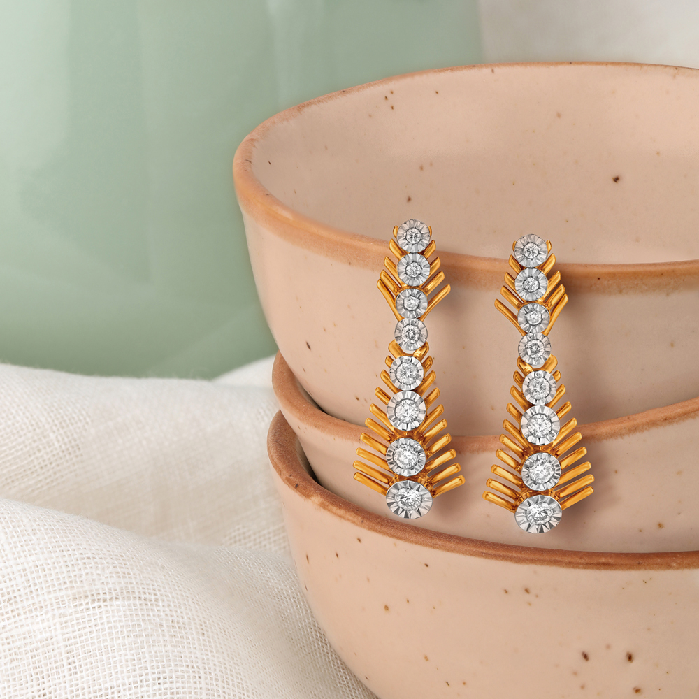 Ethereal Diamond and Gold Drop Earrings