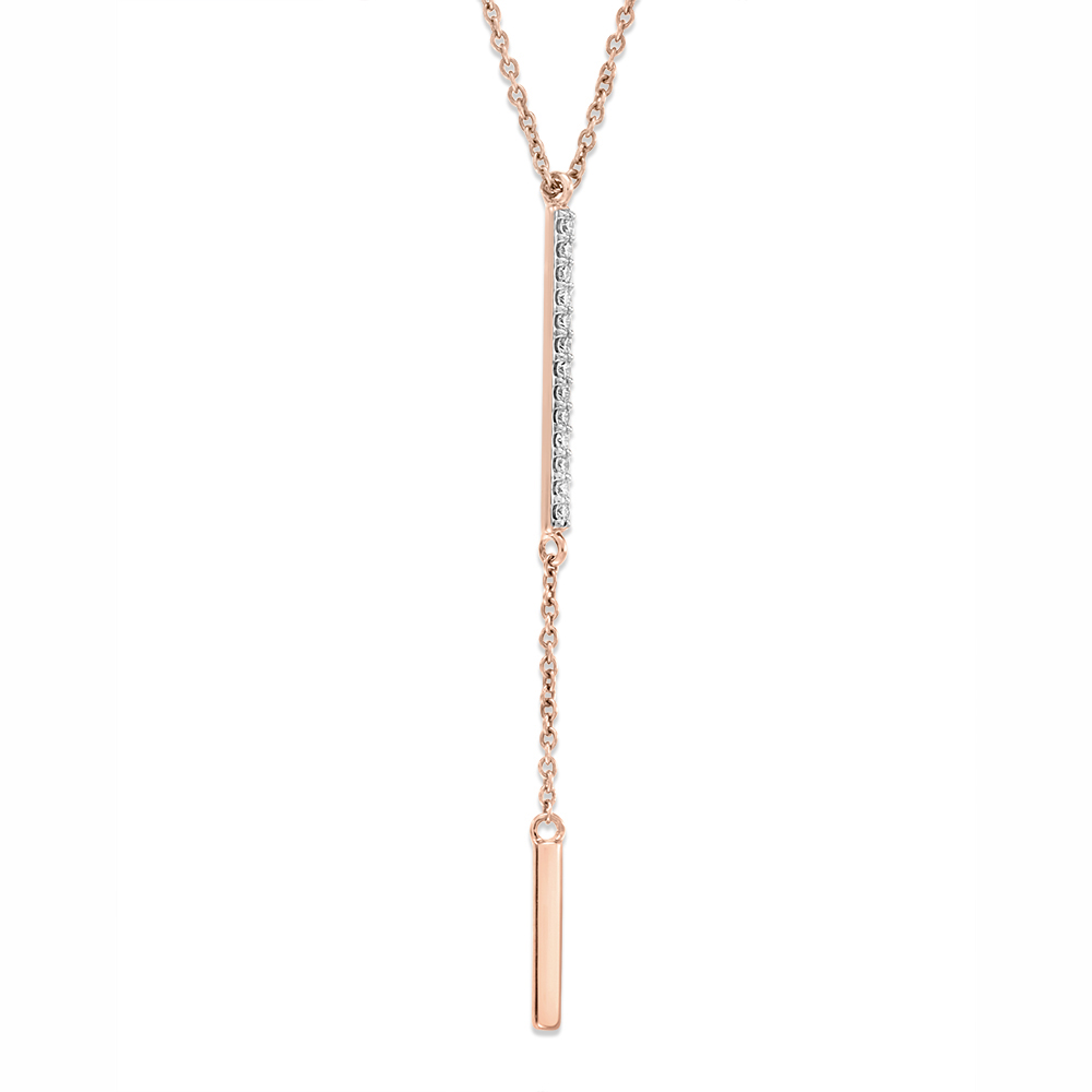 14 KT Rose Gold Minimal Block Diamond Necklace