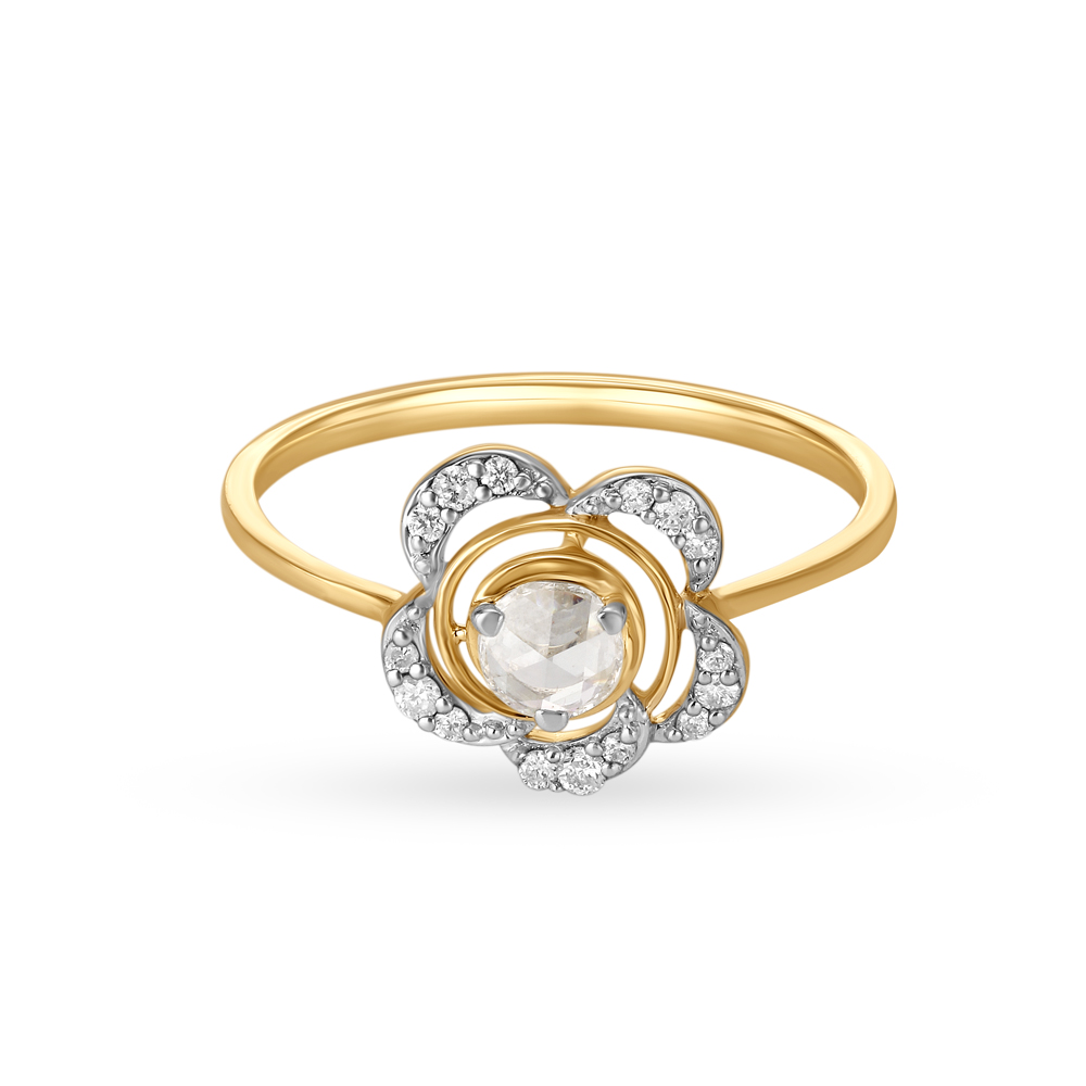 Sublime 14KT Gold Rose Finger Ring