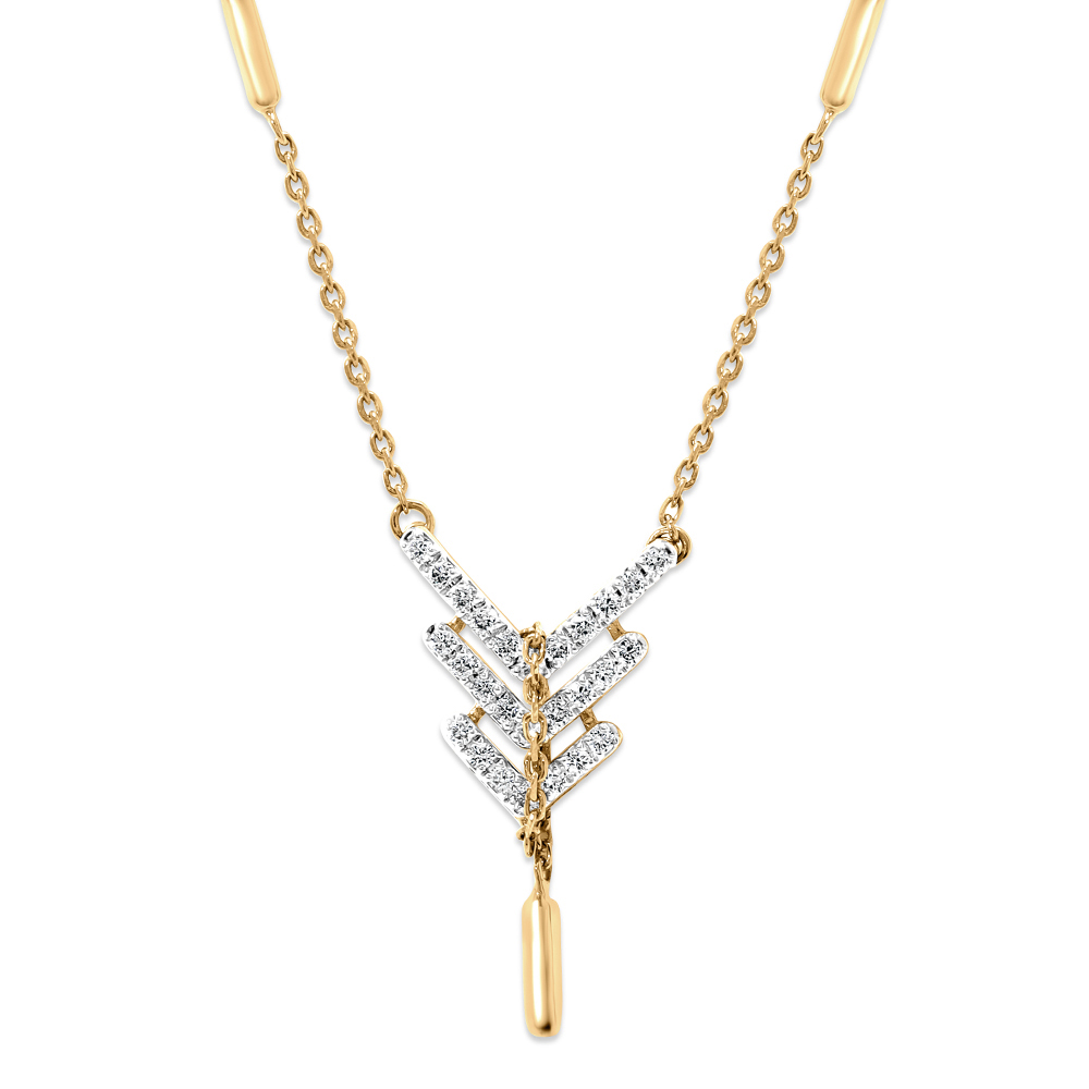 14 KT Yellow Gold Trio Diamond Necklace