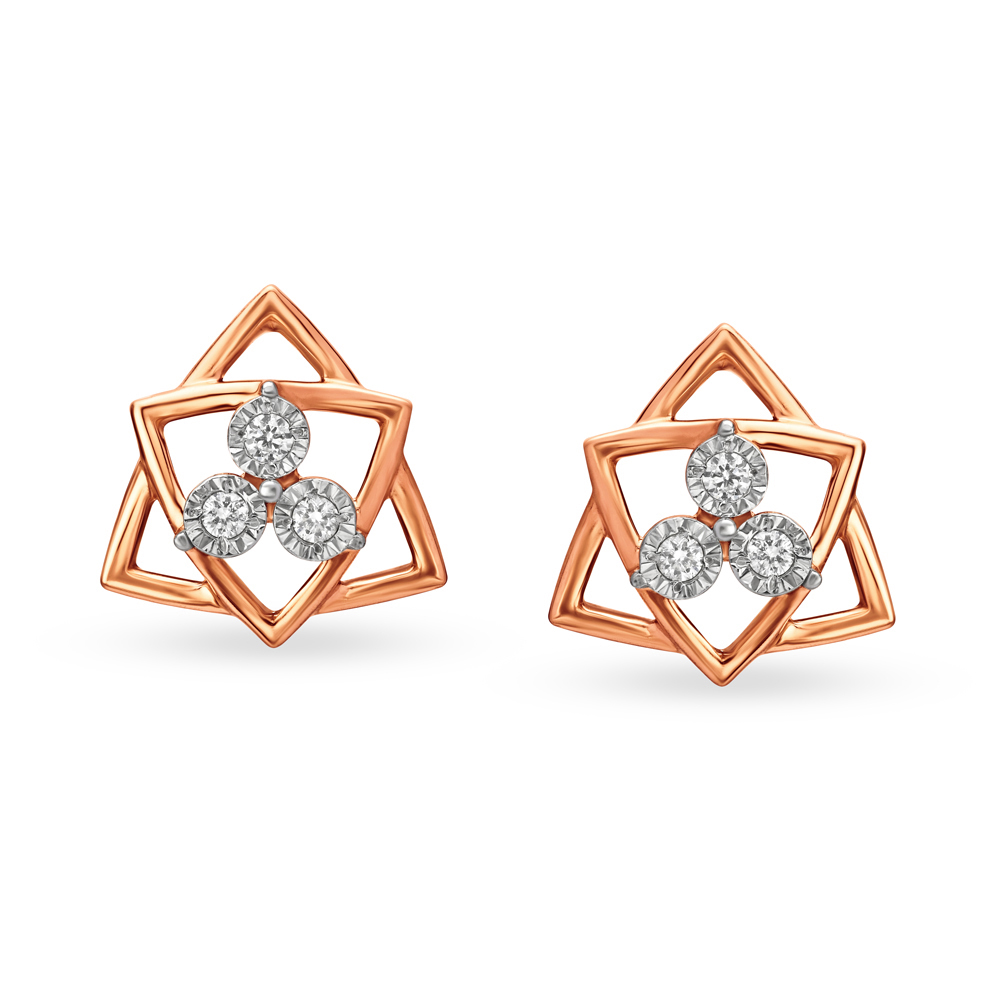 Edgy Geometric Diamond Stud Earrings