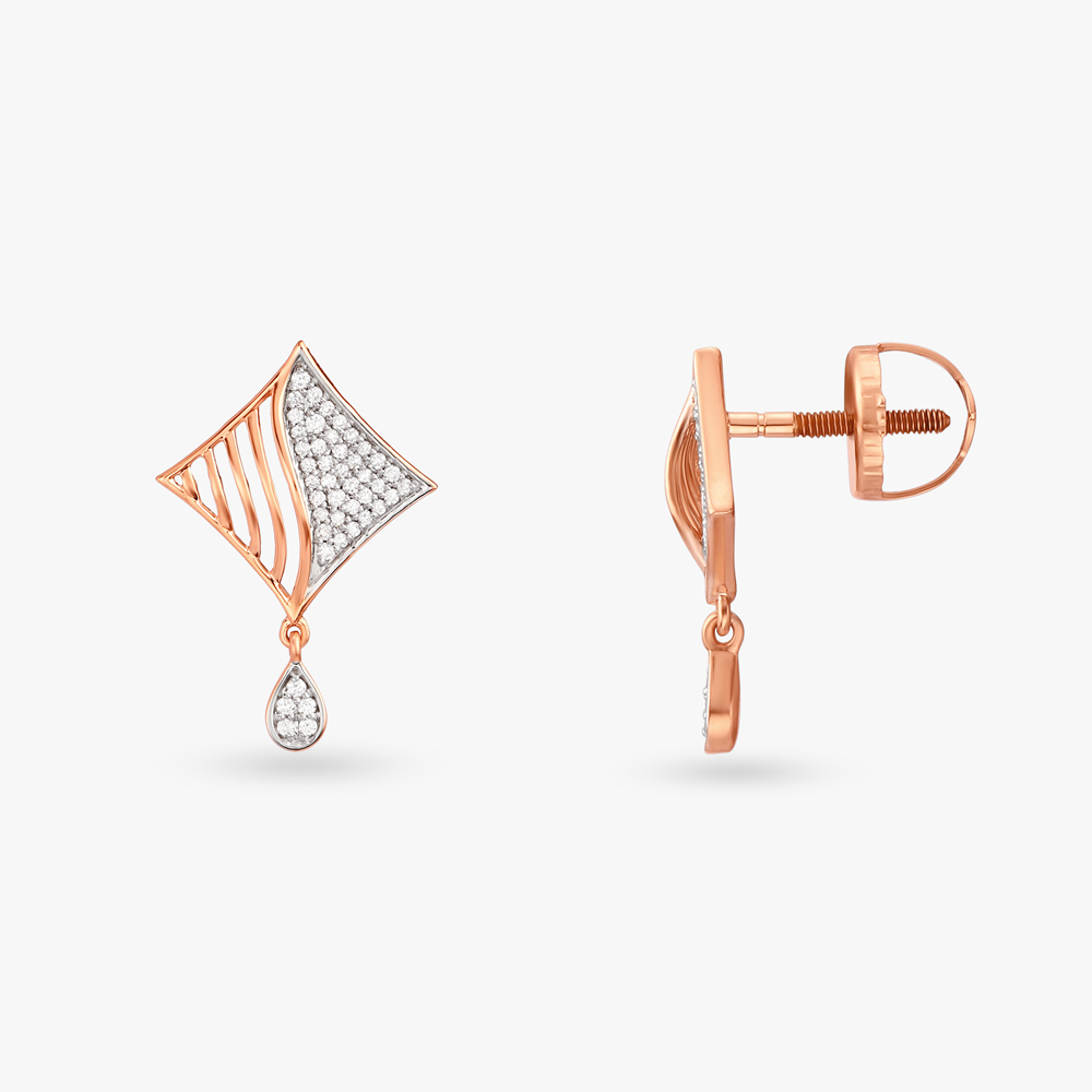 Abstract Diamond Pendant and Earrings Set