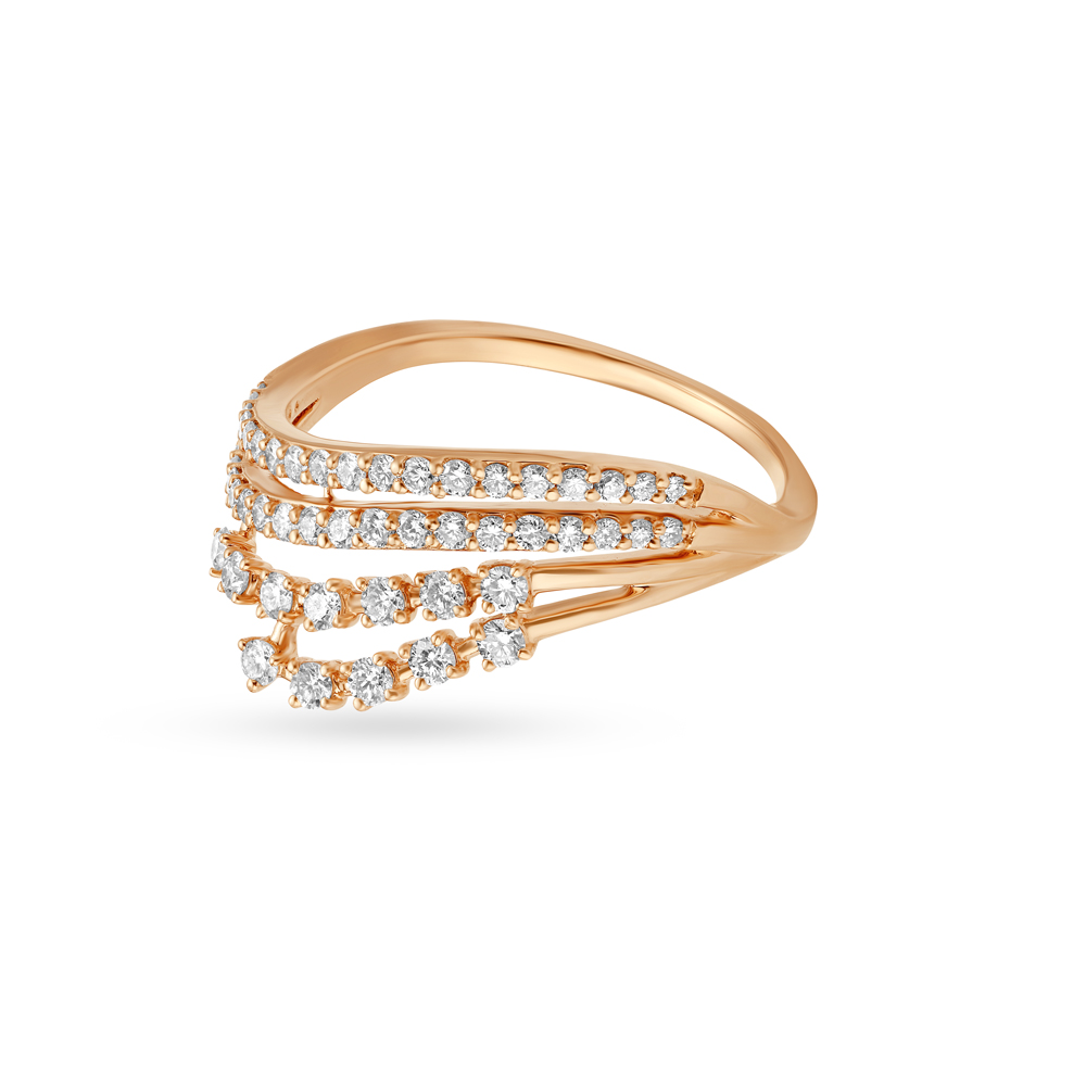 Wave Crossover Diamond Finger Ring