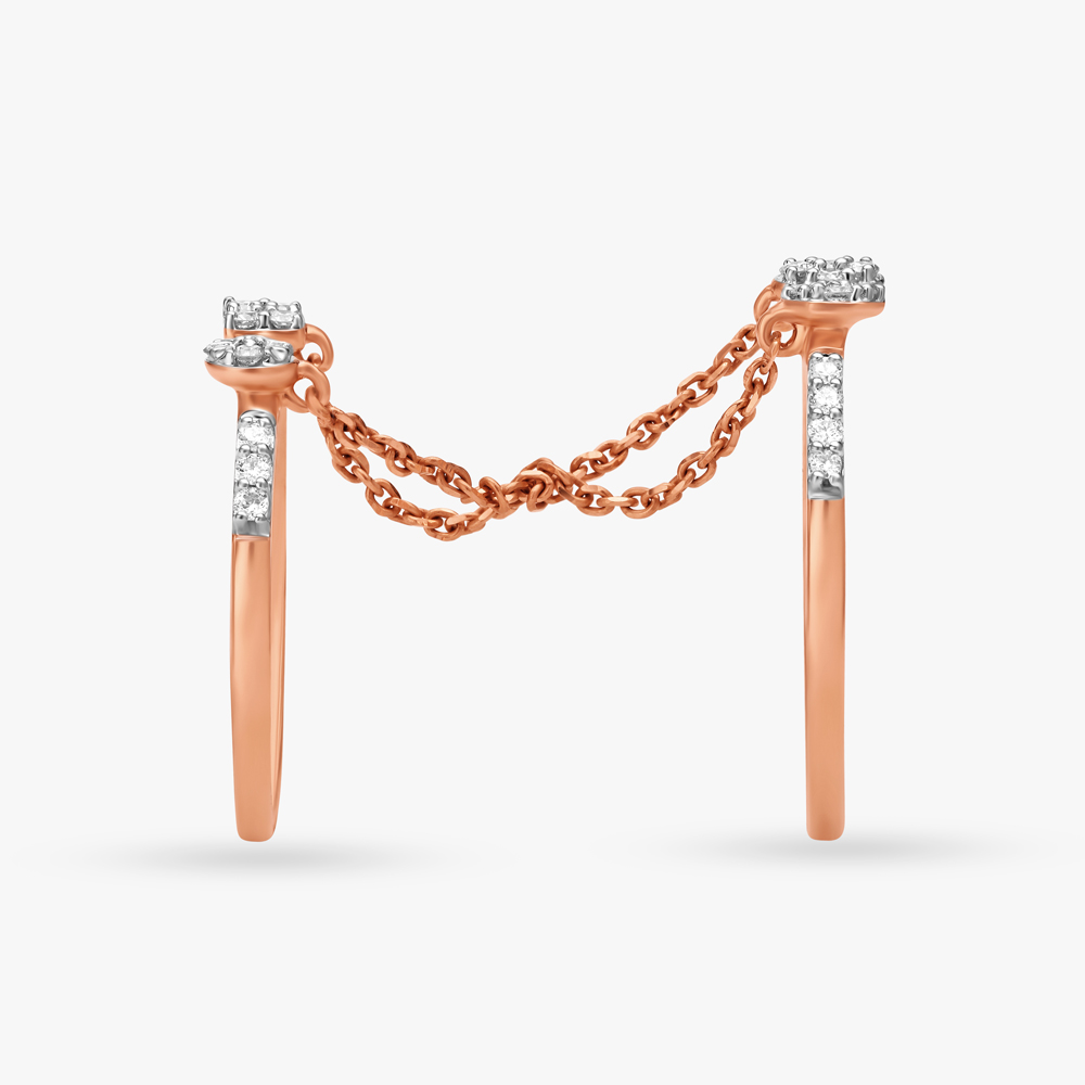 Sleek Connected Finger Diamond Ring