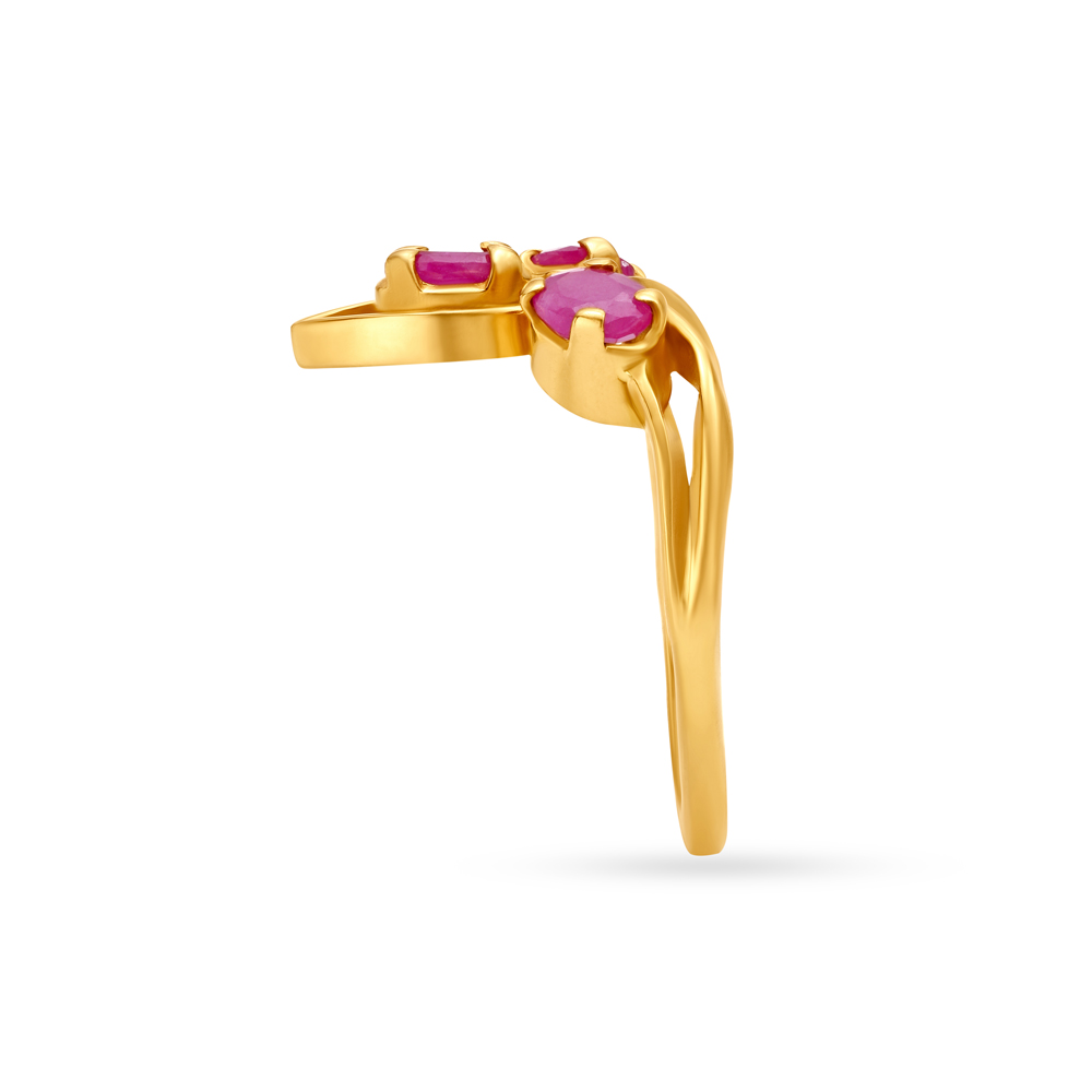 Suave Gemstone Studded Gold Ring