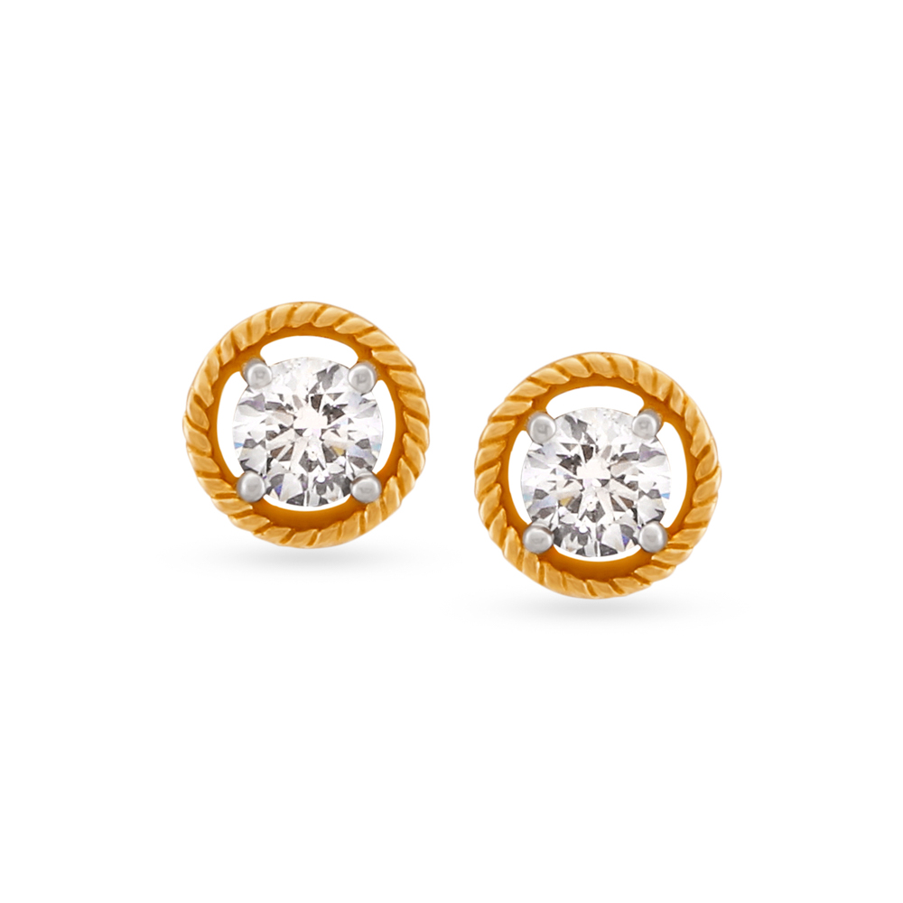 Charming Diamond Single Stone Stud Earrings