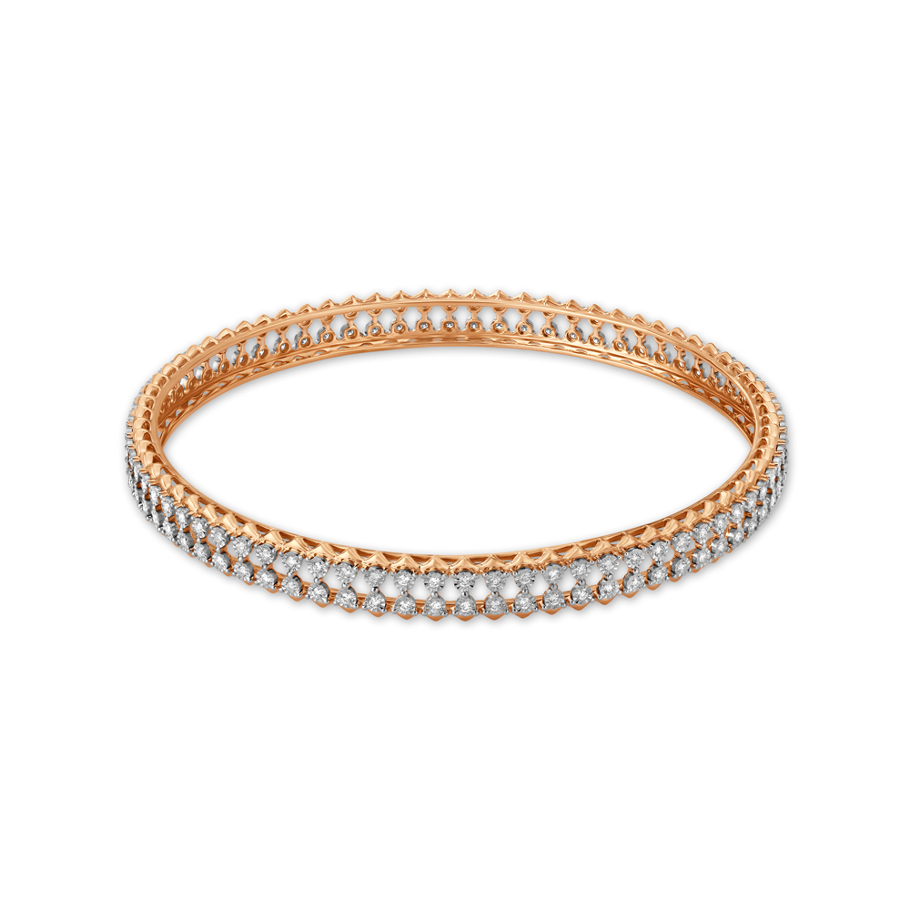 Sparkling Diamond Mesh Bangle White and Rose Gold
