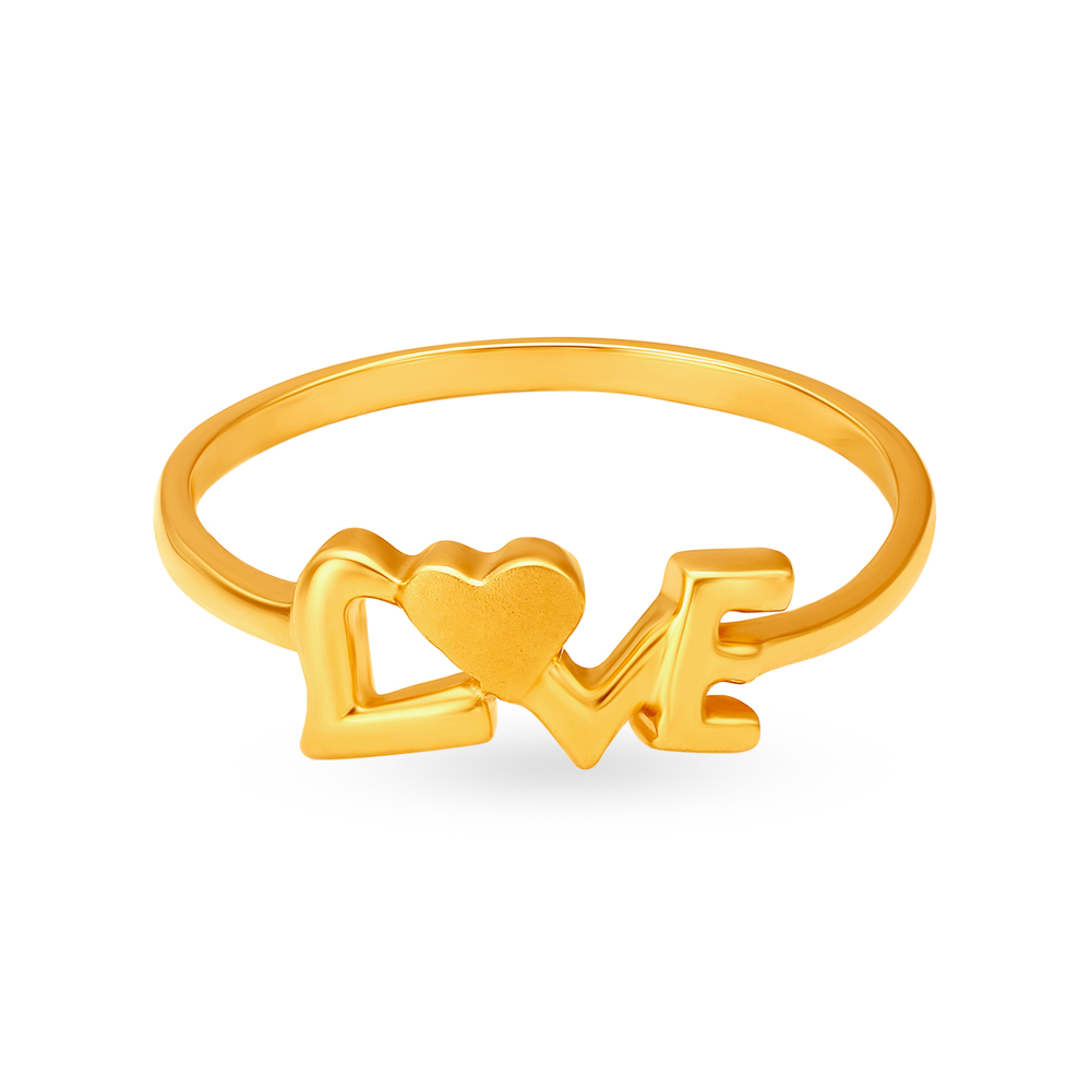 Whimsical 22 Karat Yellow Gold Love Motif Ring